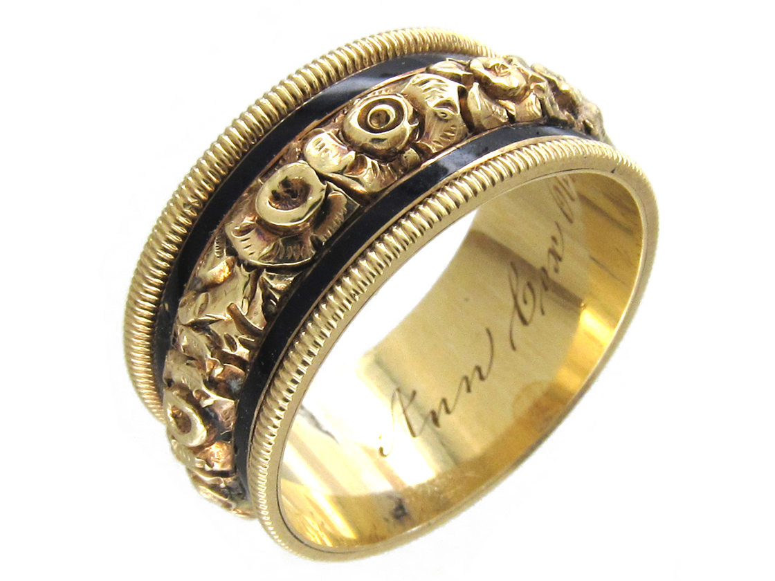 Georgian 18ct Gold & Enamel Mourning Ring - The Antique Jewellery Company Georgian 18ct Gold & Enamel Mourning Ring - The Antique Jewellery Company