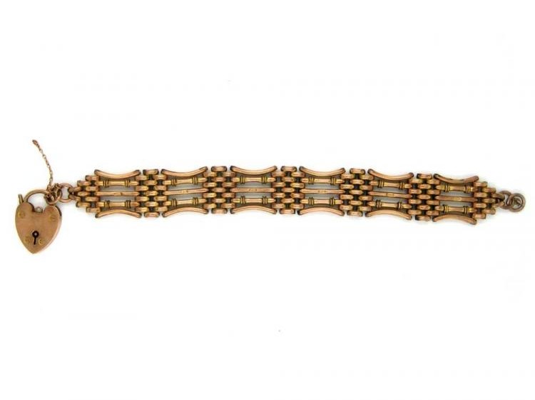 9ct Gold Gate Bracelet - The Antique Jewellery Company