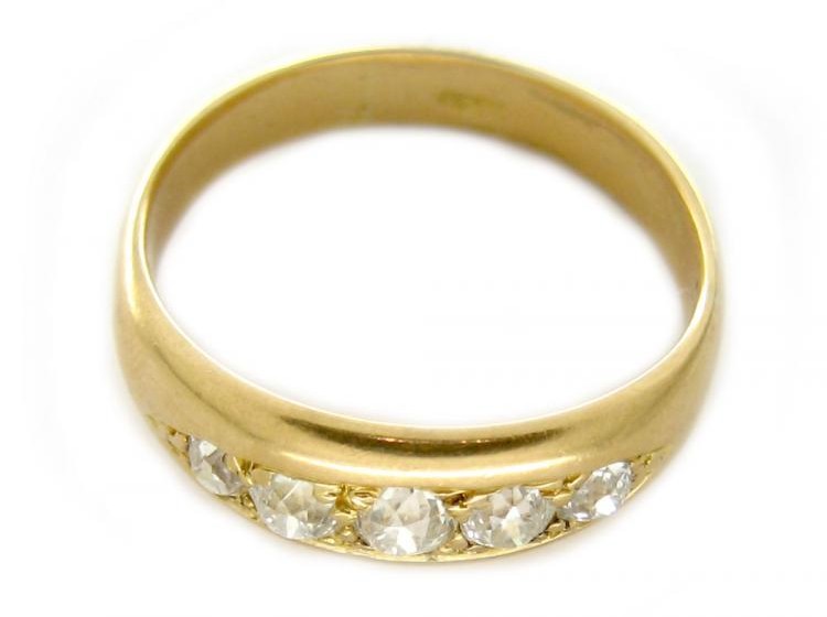 18ct Gold & Diamond Gypsy Ring - The Antique Jewellery Company