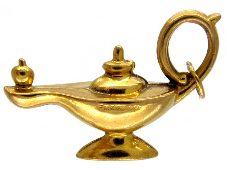 Gold Genie Lamp Charm - The Antique Jewellery Company