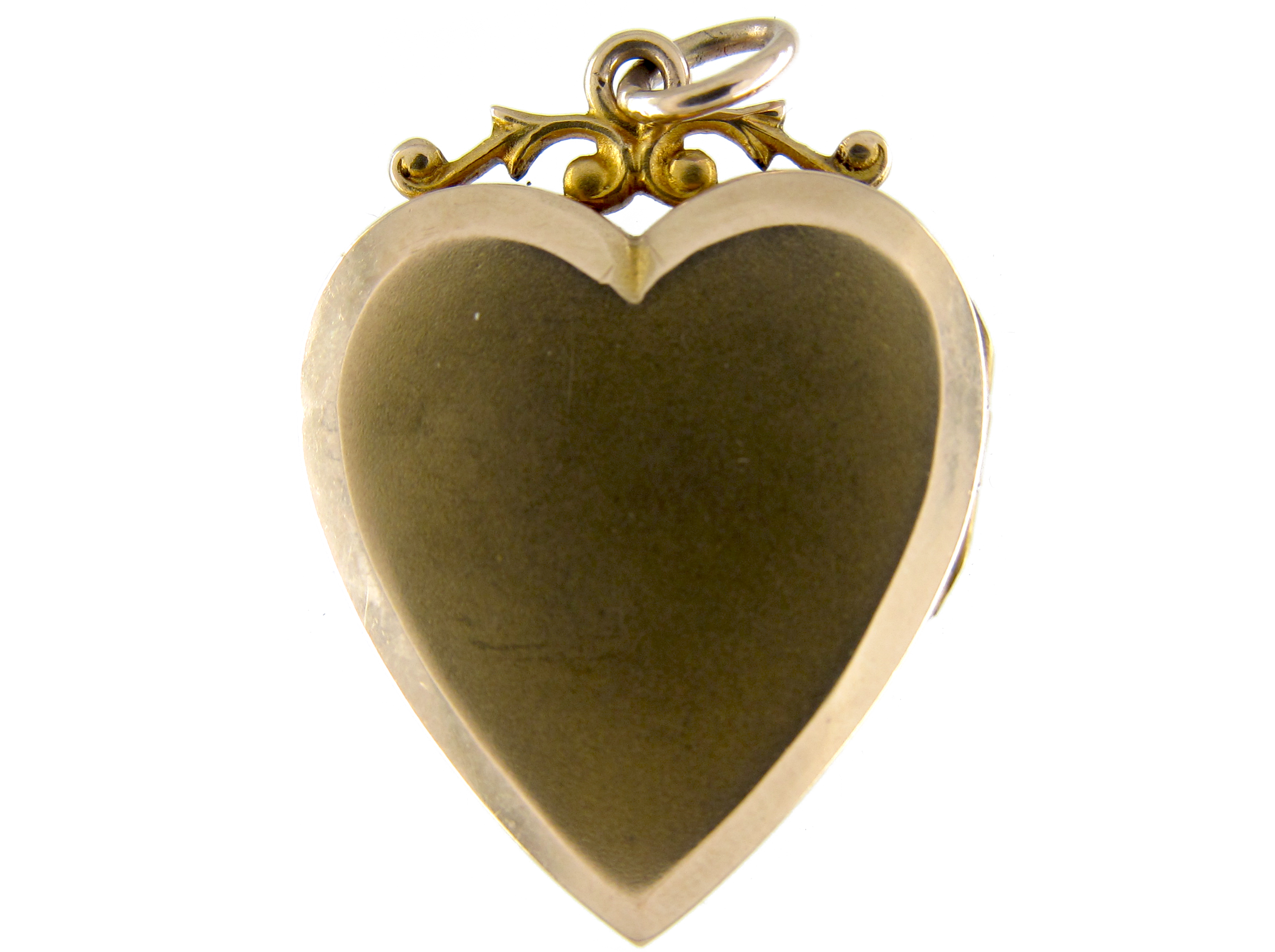 Gold Heart Shape Locket with Swallow Motif - The Antique Jewellery Company