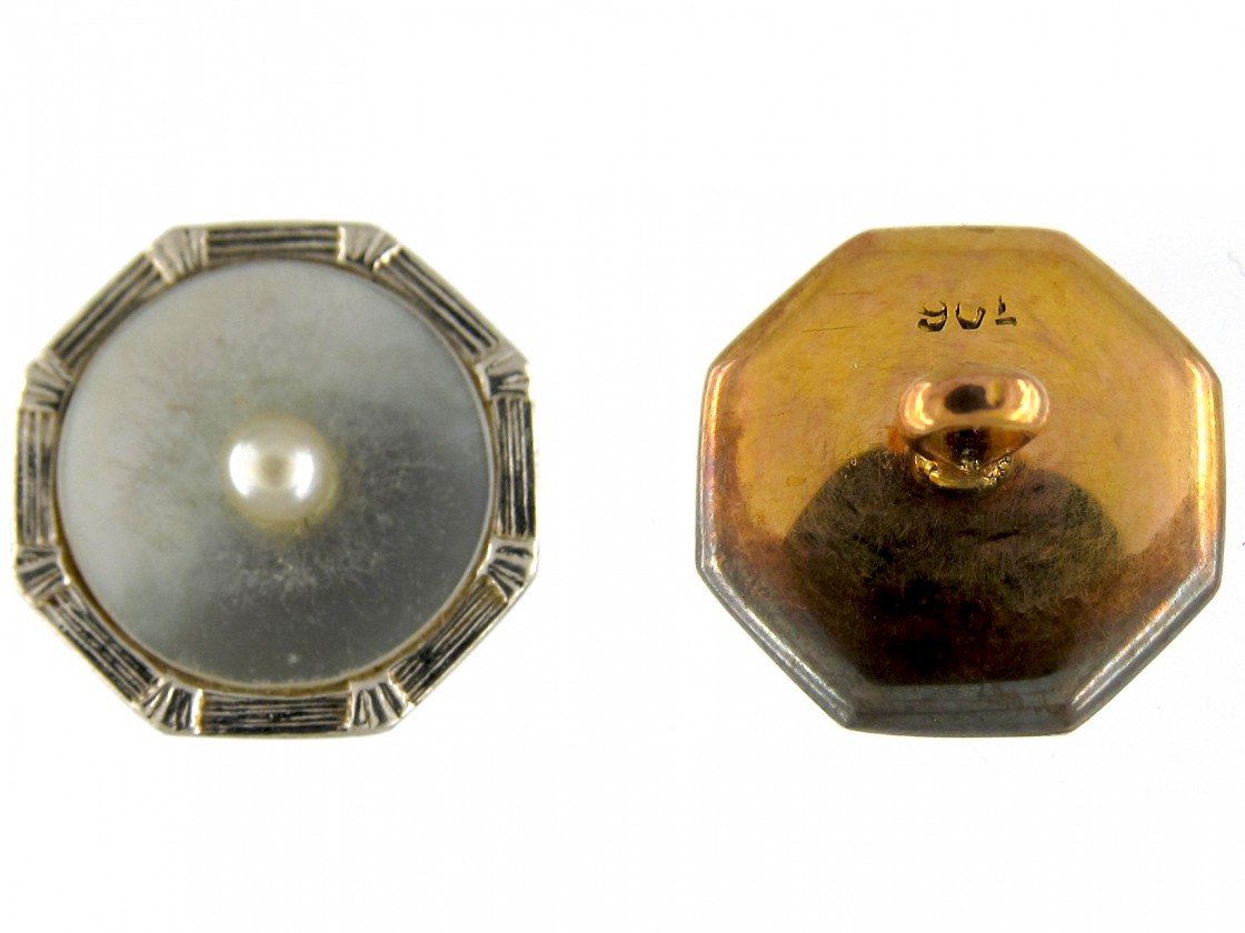 Mother of Pearl & Gold Buttons in Original Case - The Antique Jewellery ...