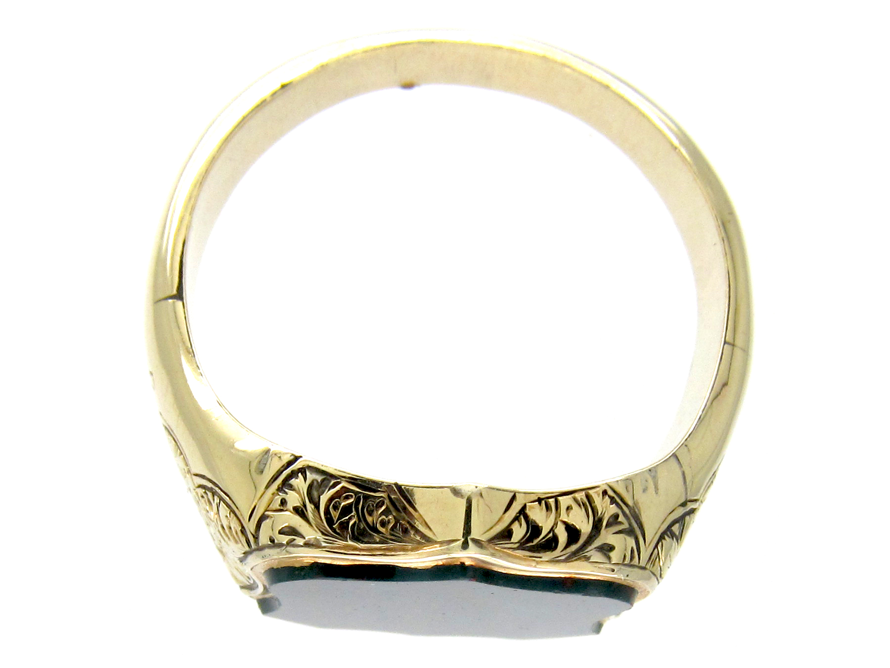 Shield Shaped Gold & Bloodstone Signet Ring - The Antique Jewellery Company