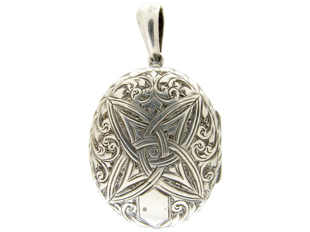 Silver Victorian Locket (912B/OJ) | The Antique Jewellery Company