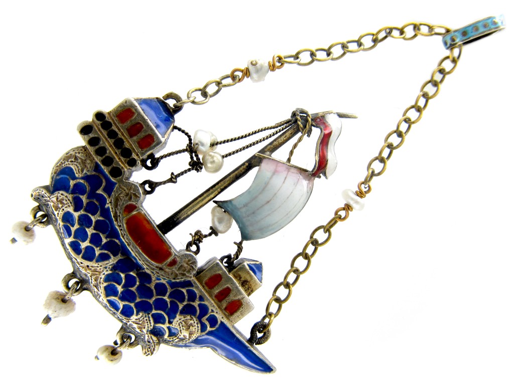 Austro-Hungarian Silver & Enamel Galleon Pendant (490E) | The Antique ...