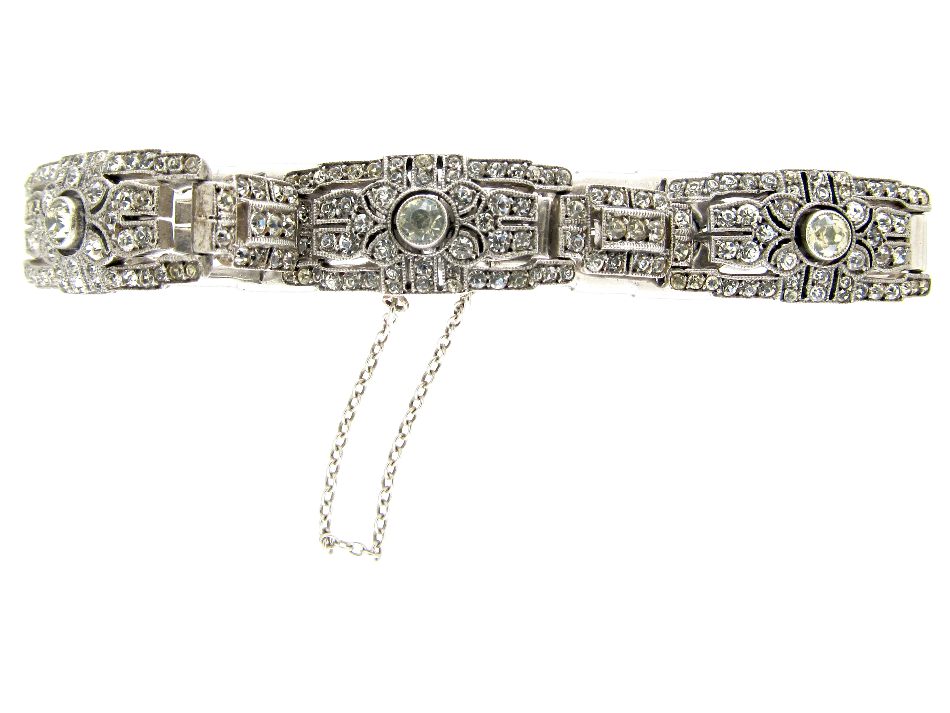 Art Deco Silver & Paste Bracelet - The Antique Jewellery Company