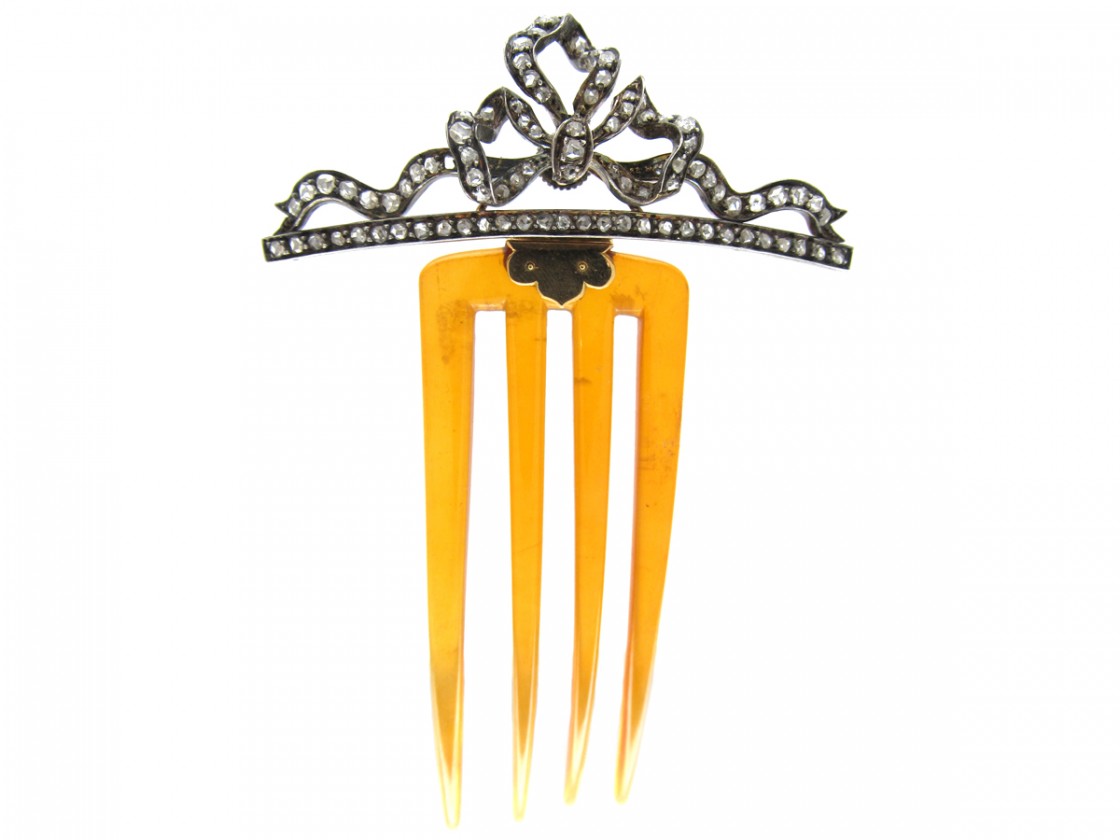 Edwardian Diamond & Tortoiseshell Hair Comb - The Antique Jewellery Company