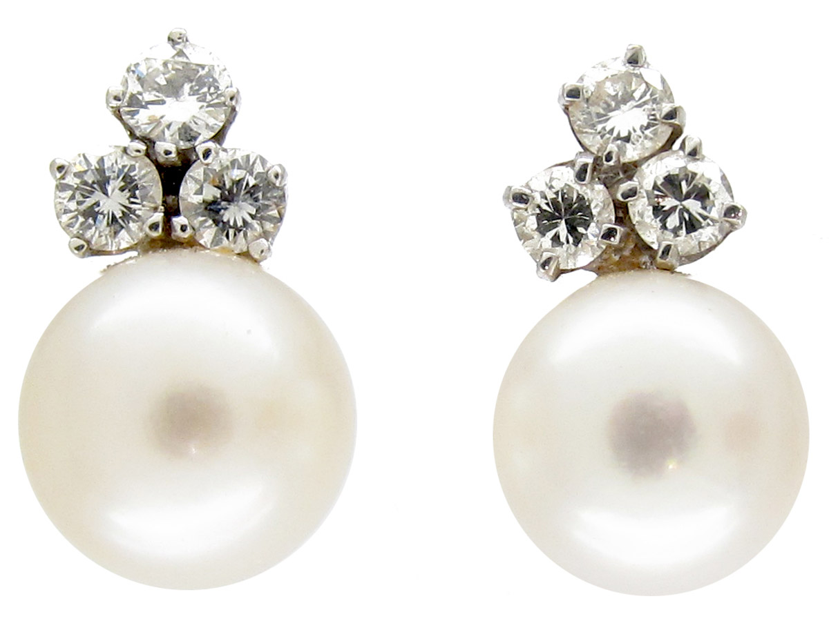 Pearl And Diamond Earrings The Antique Jewellery Company