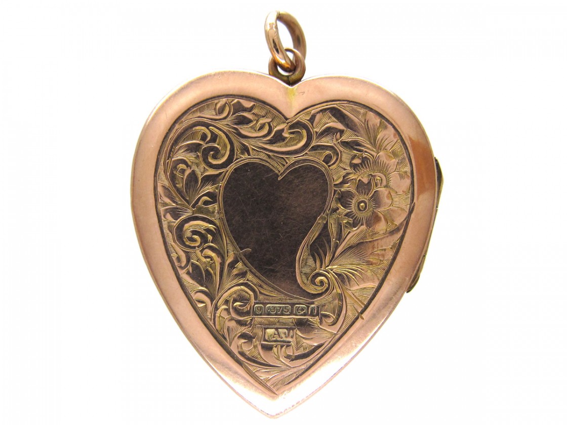 Large 9ct Gold Heart Locket - The Antique Jewellery Company