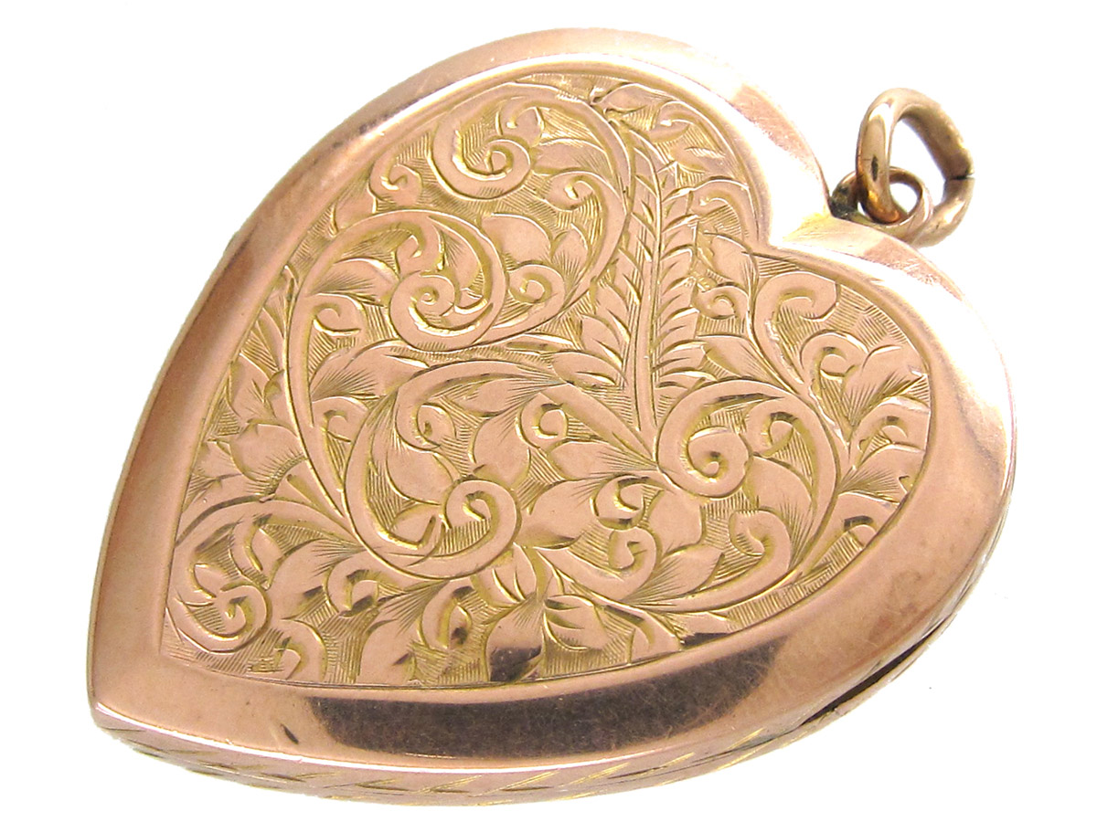 Large 9ct Gold Heart Locket - The Antique Jewellery Company