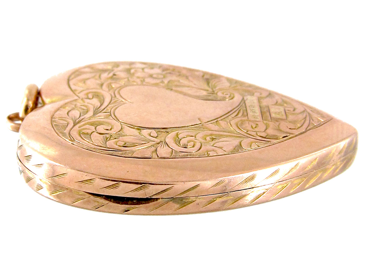 Large 9ct Gold Heart Locket - The Antique Jewellery Company