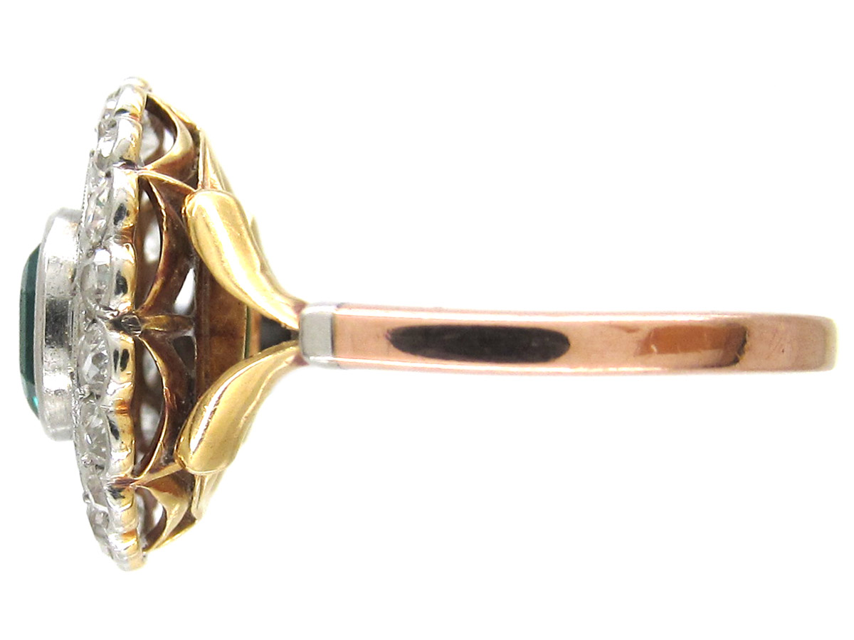 Art Deco Emerald & Diamond Target Ring with Key Design Detail - The ...