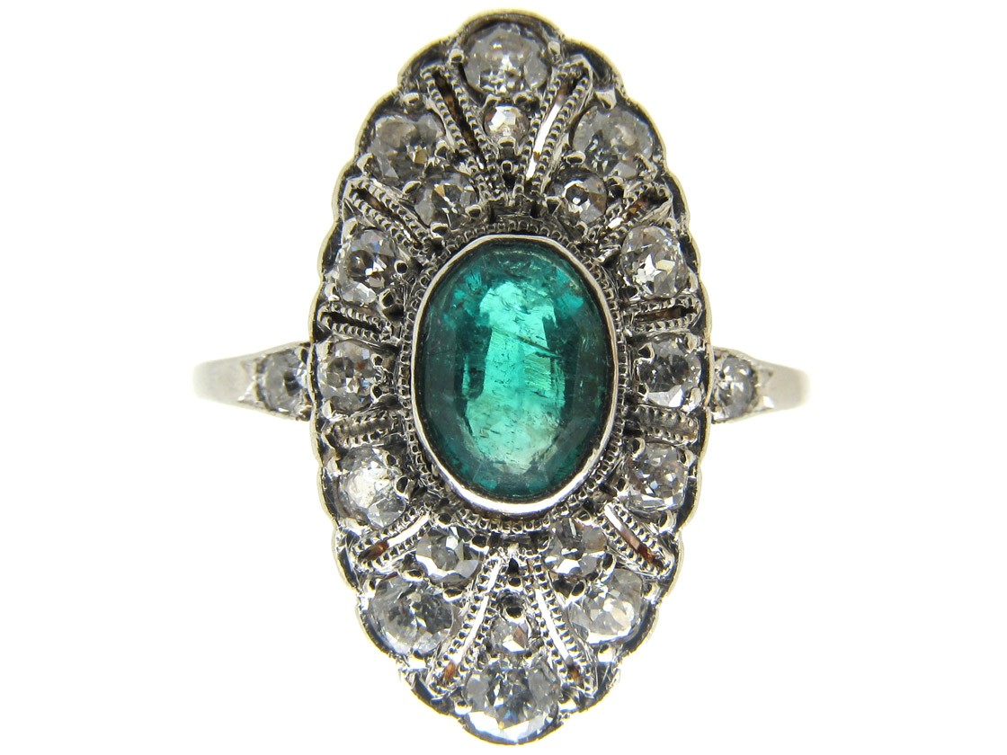 Art Deco Emerald & Diamond Ring - The Antique Jewellery Company