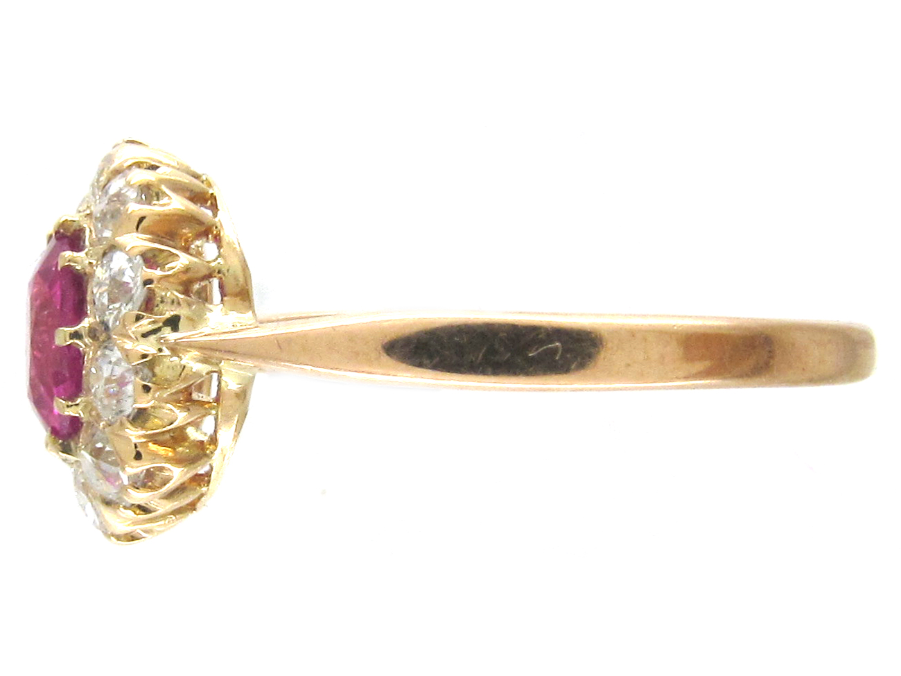 Edwardian Ruby & Diamond Cluster Ring - The Antique Jewellery Company