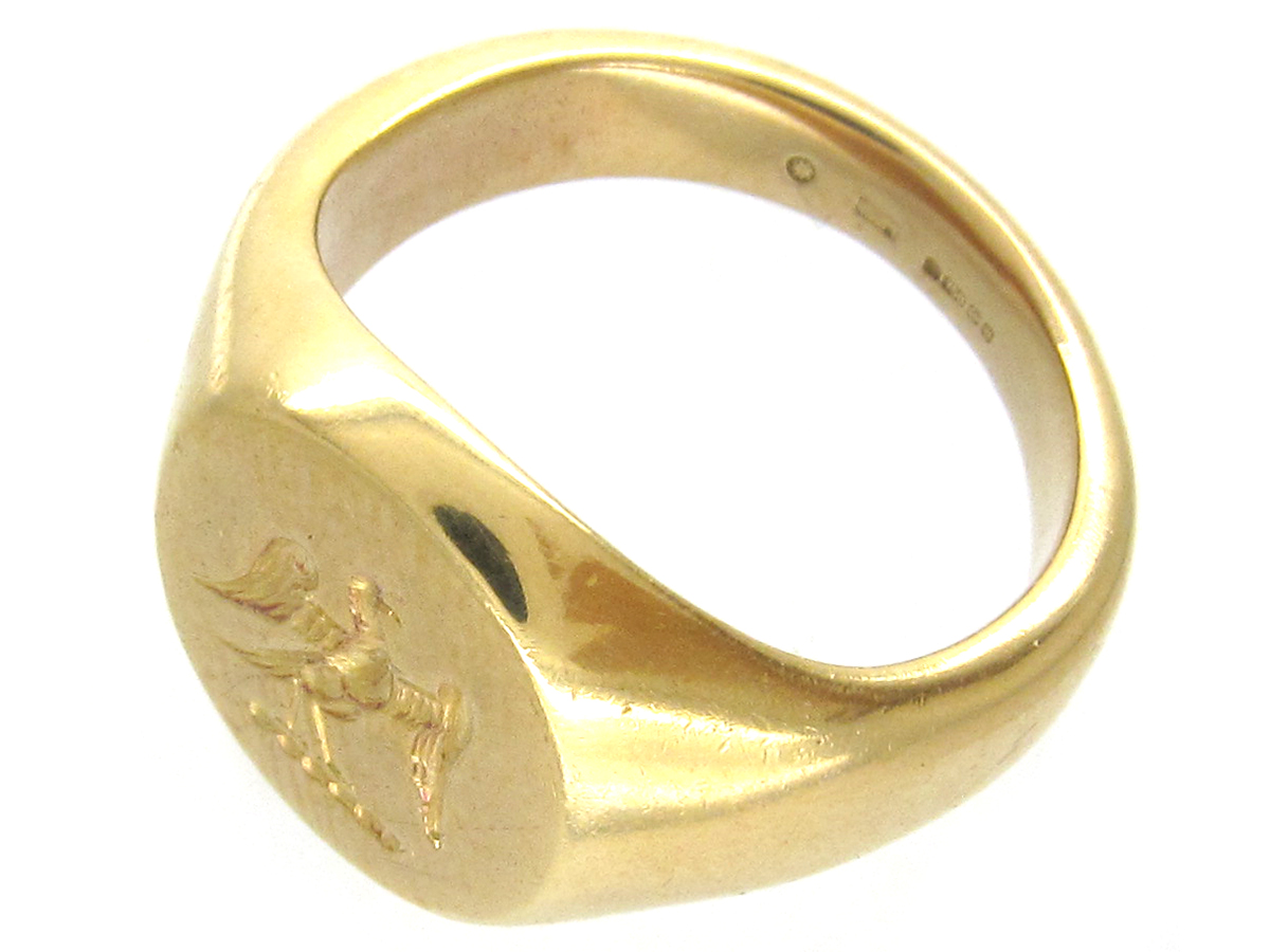 18ct Gold Signet Ring with Eagle Intaglio - The Antique Jewellery Company