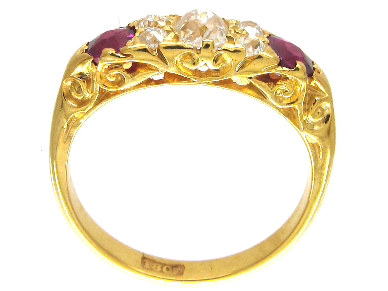 Edwardian 18ct Gold Ruby & Diamond Ring - The Antique Jewellery Company