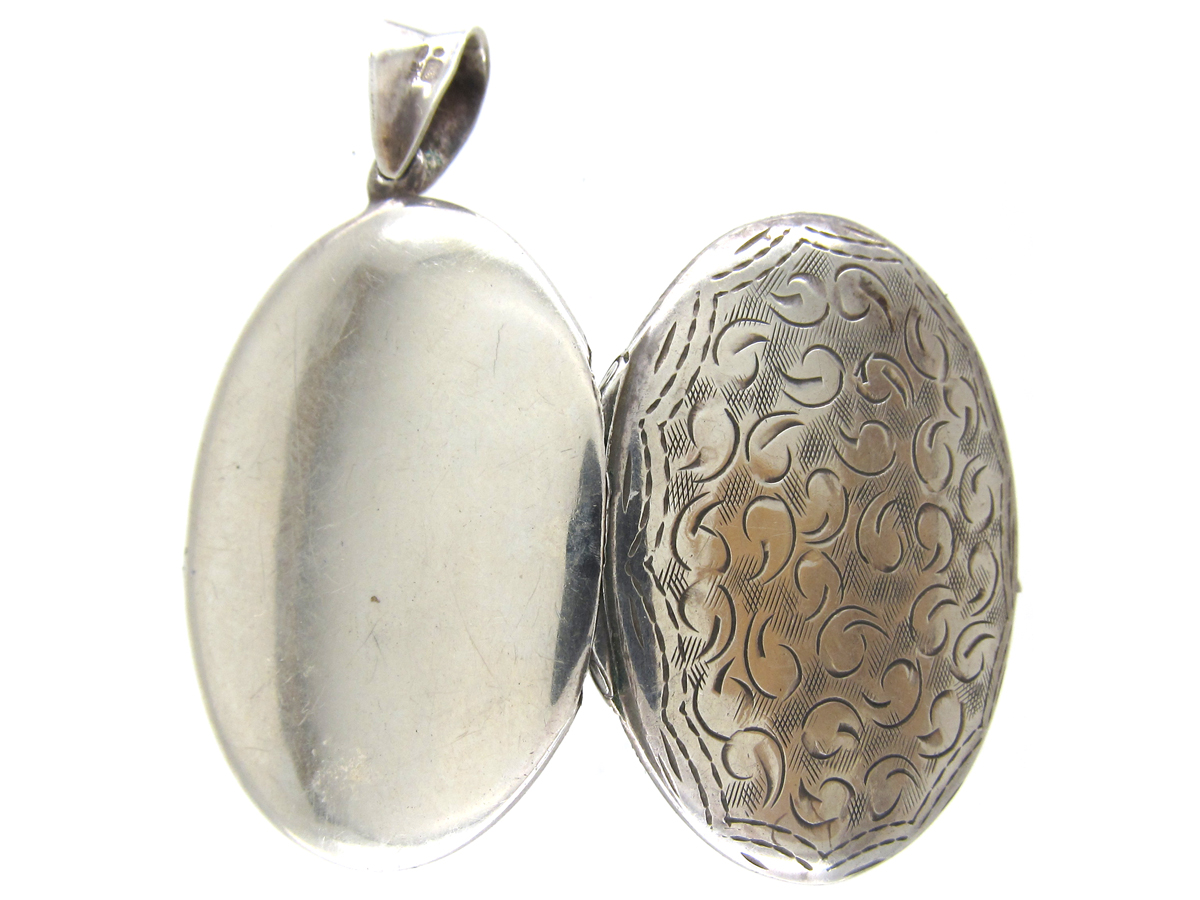 Silver Oval Locket - The Antique Jewellery Company