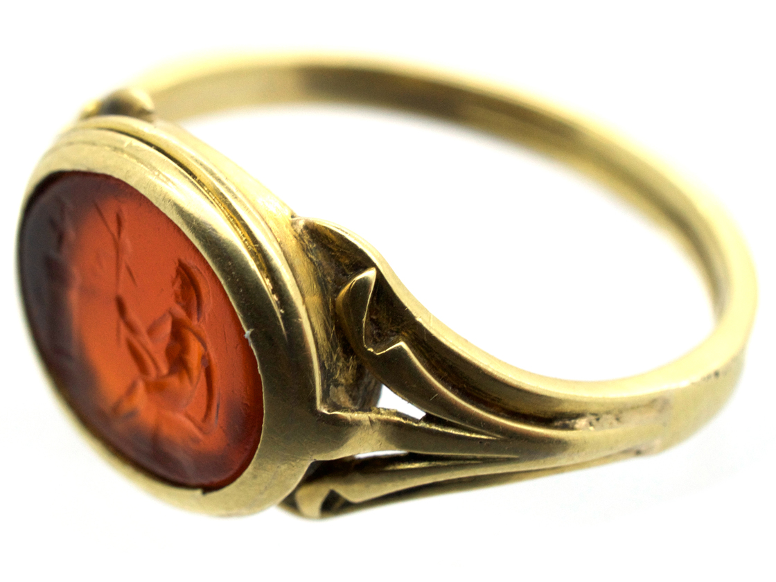 18ct Gold Roman Intaglio Signet Ring - The Antique Jewellery Company