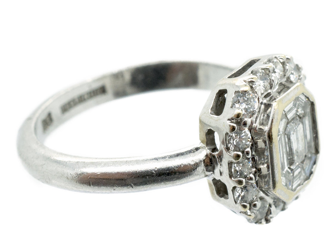 Platinum & Diamond Rectangular Ring - The Antique Jewellery Company