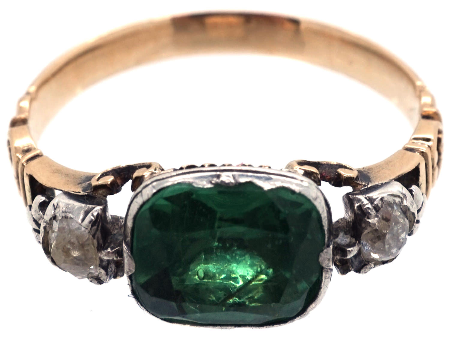 Georgian Emerald Paste & Diamond Ring - The Antique Jewellery Company