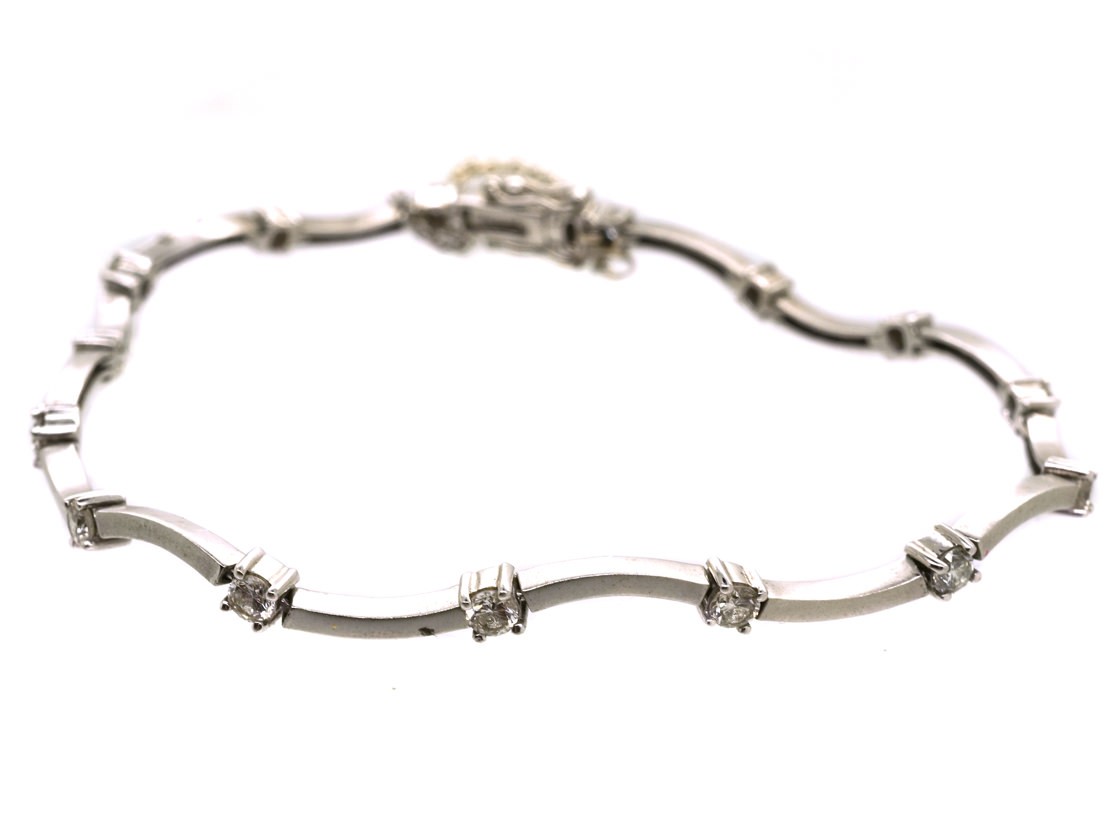 18ct White Gold & Diamond Set Bracelet - The Antique Jewellery Company 18ct White Gold & Diamond Set Bracelet - The Antique Jewellery Company