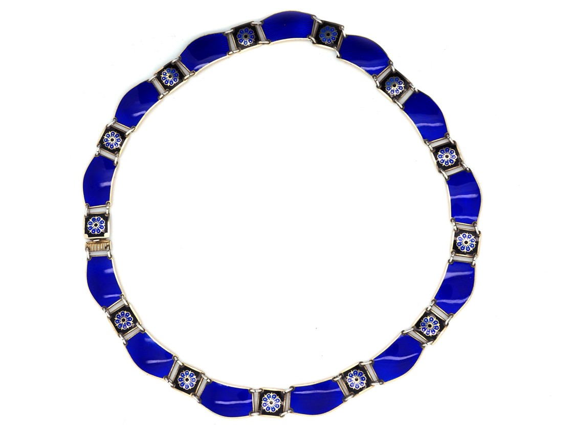 David Andersen Silver & Blue Enamel Necklace - The Antique Jewellery ...