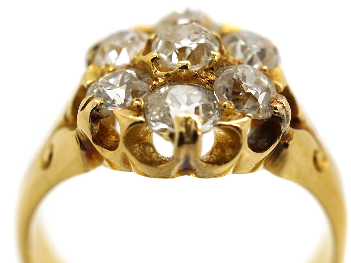 Victorian 18ct Gold Diamond Cluster Ring - The Antique Jewellery Company
