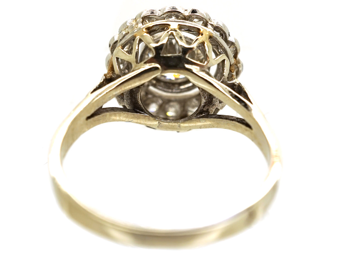 18ct White Gold Diamond Daisy Cluster Ring - The Antique Jewellery Company
