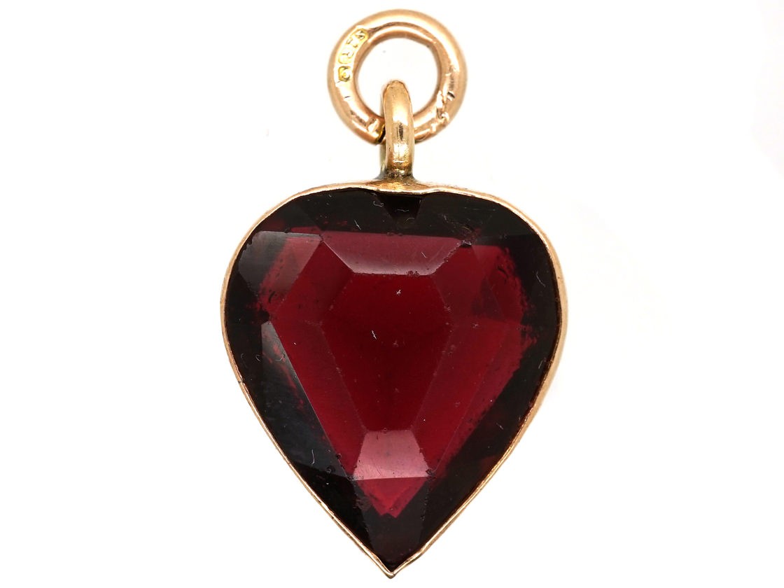Edwardian 9ct Gold & Garnet Heart Pendant - The Antique Jewellery Company Edwardian 9ct Gold & Garnet Heart Pendant - The Antique Jewellery Company