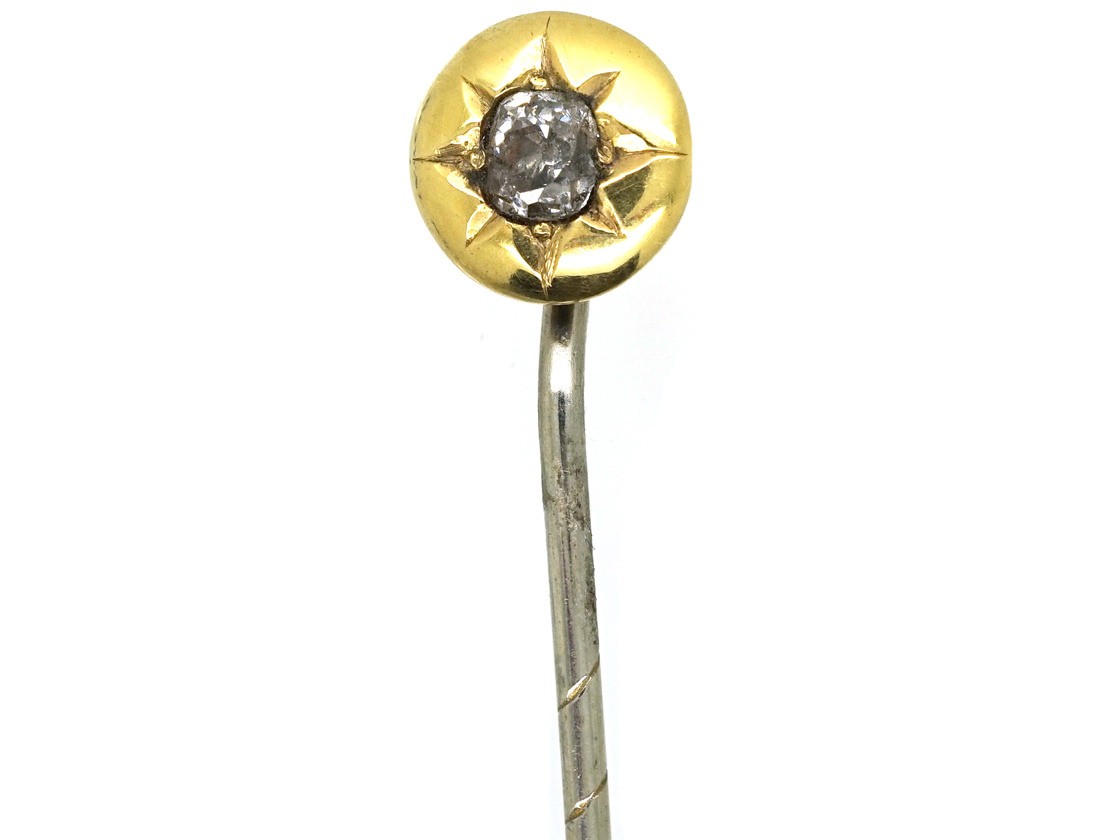 Victorian 15ct Gold & Diamond Tie Pin - The Antique Jewellery Company