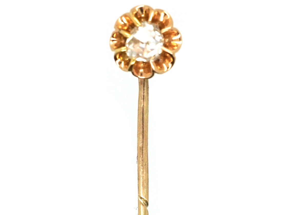 Victorian 18ct Gold & Rose Diamond Tie Pin - The Antique Jewellery Company