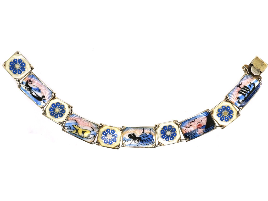 Silver & Enamel Scandinavian Scenes Bracelet by Ottar Hval - The ...