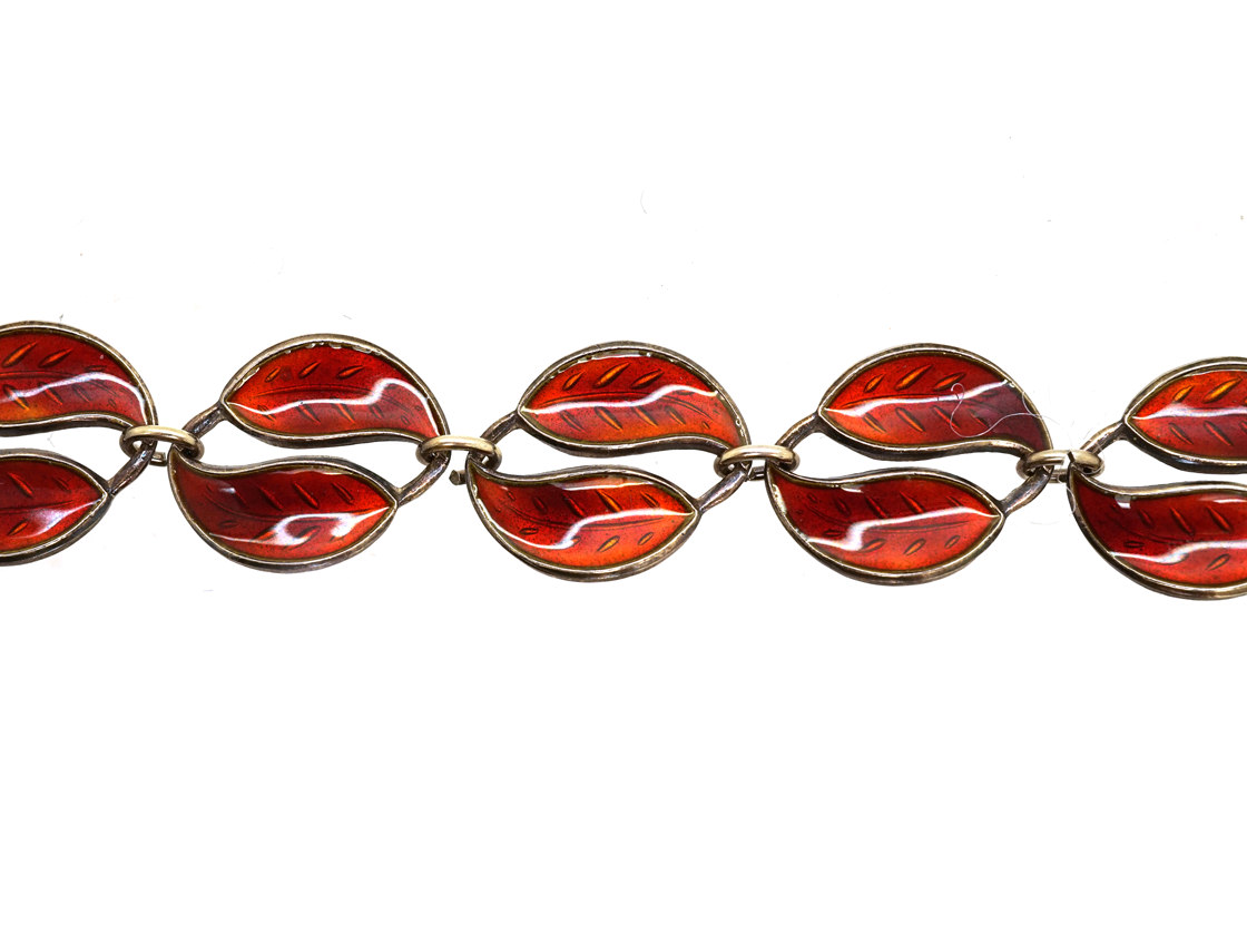 Silver & Red Enamel Bracelet by David Andersen - The Antique Jewellery ...