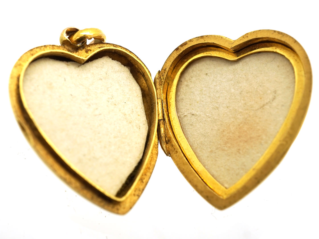 Edwardian 15ct Gold Heart Shaped Locket - The Antique Jewellery Company