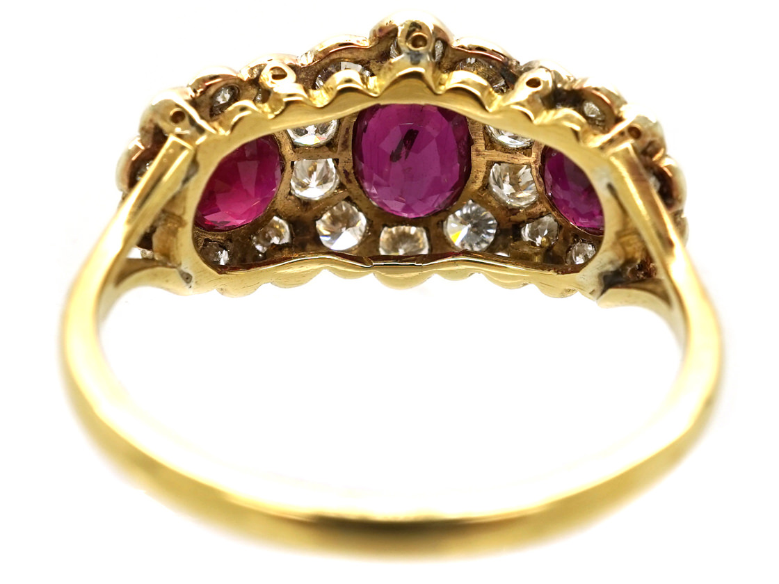Edwardian 18ct Gold Ruby & Diamond Triple Cluster Ring - The Antique ... Edwardian 18ct Gold Ruby & Diamond Triple Cluster Ring - The Antique ...