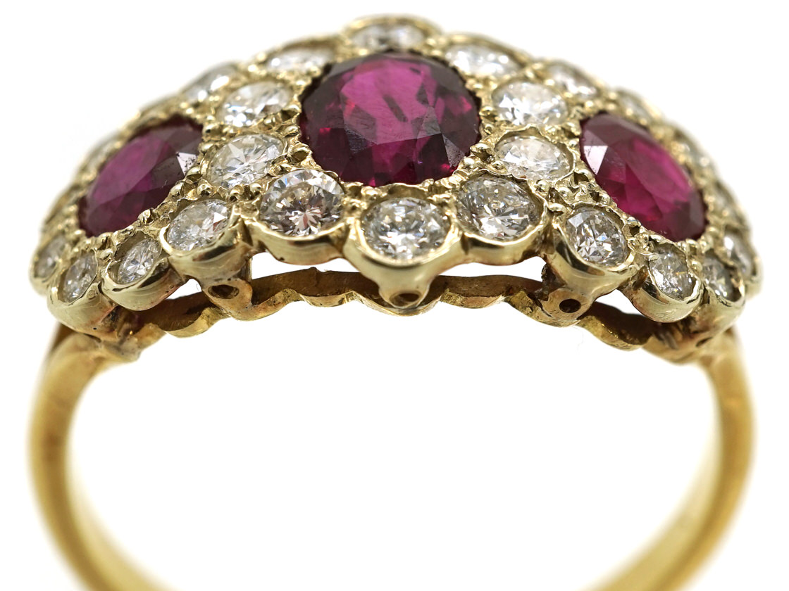 Edwardian 18ct Gold Ruby & Diamond Triple Cluster Ring - The Antique ... Edwardian 18ct Gold Ruby & Diamond Triple Cluster Ring - The Antique ...